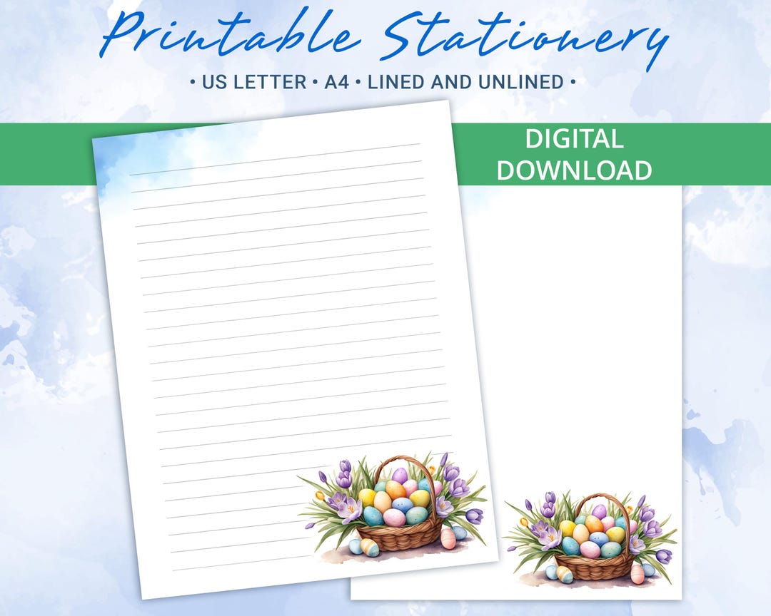 Printable Stationery Paper With an Easter Background, Happy Easter ...