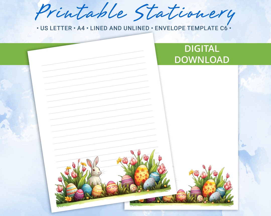 Printable Stationery Paper With an Easter Background, Happy Easter ...