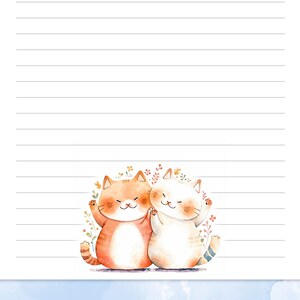 Printable Stationery Lined Paper, Printable Writing Paper With Two Cats ...