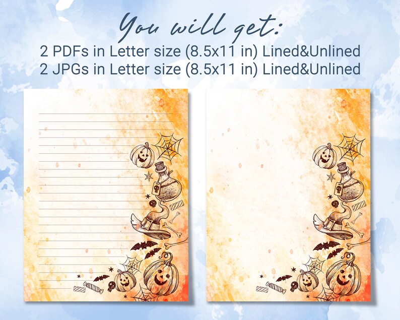 Halloween Printable Stationery, Printable Writing Paper With Watercolor ...