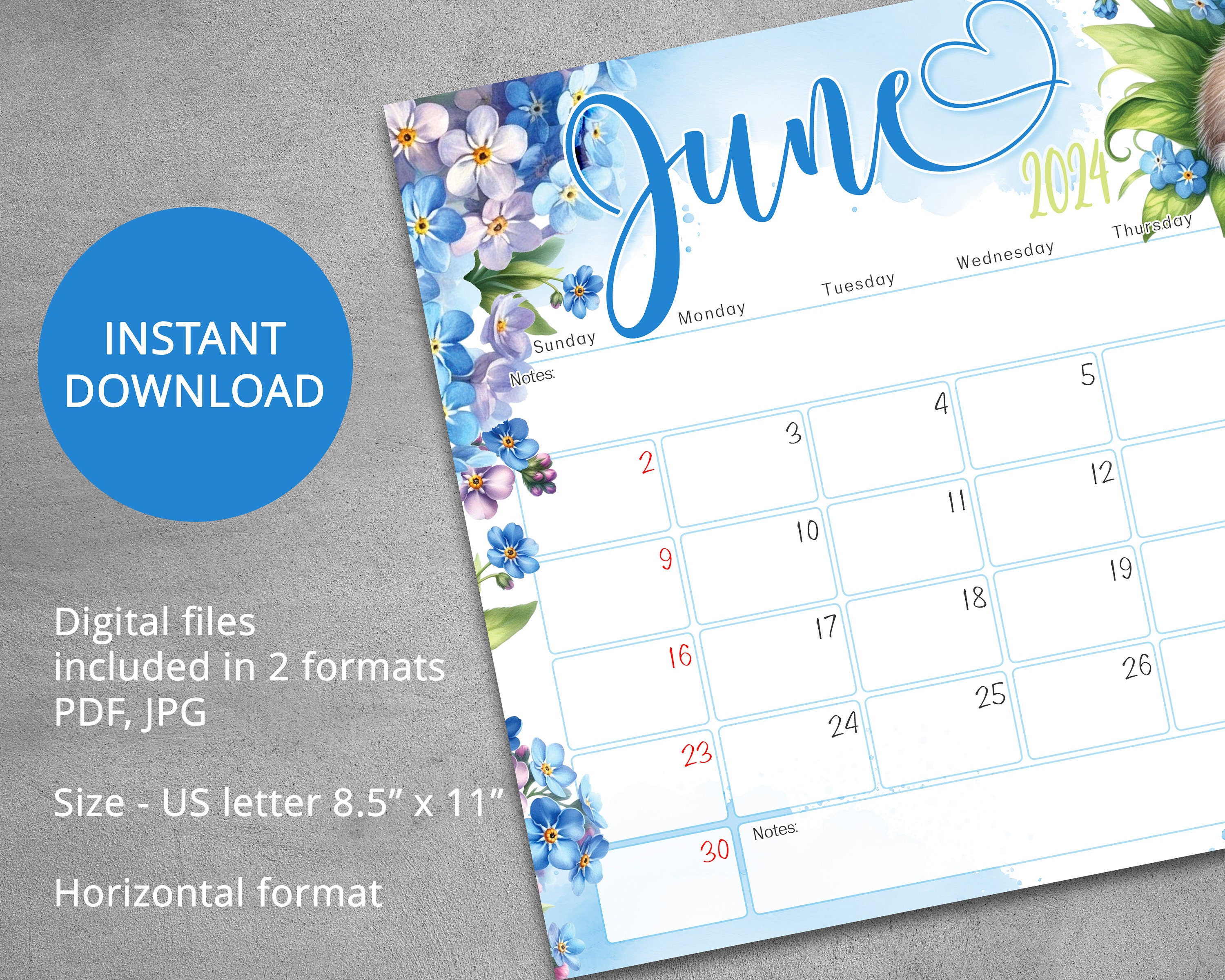 Editable June 2024 Calendar With the Cute Sleeping Rabbit in the Forget ...