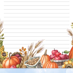Pumpkin Printable Stationery, Printable Writing Paper With Harvest ...