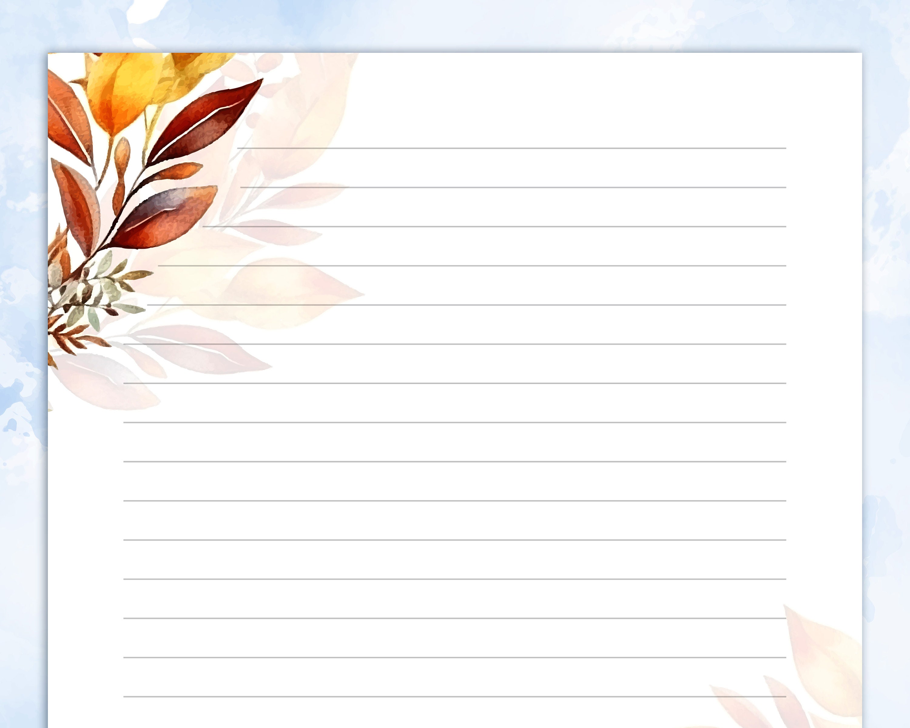 Pumpkin Printable Stationery, Printable Writing Paper With Watercolor ...