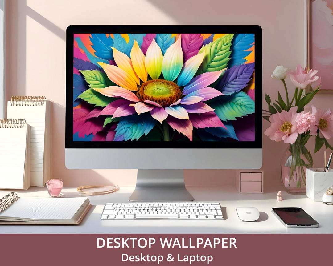 Colorful Floral Desktop Wallpaper – Digital Download for Laptop ...