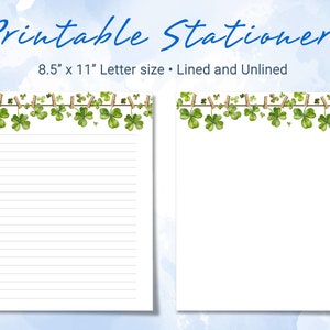 Printable Stationery Paper With Four-leaf Clover, Printable Writing ...