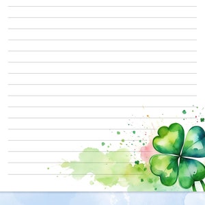 Printable Stationery Paper With Four-leaf Clover, Printable Writing ...