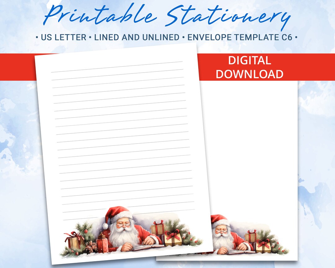 Winter Printable Stationery, Printable Writing Paper With Santa Claus ...