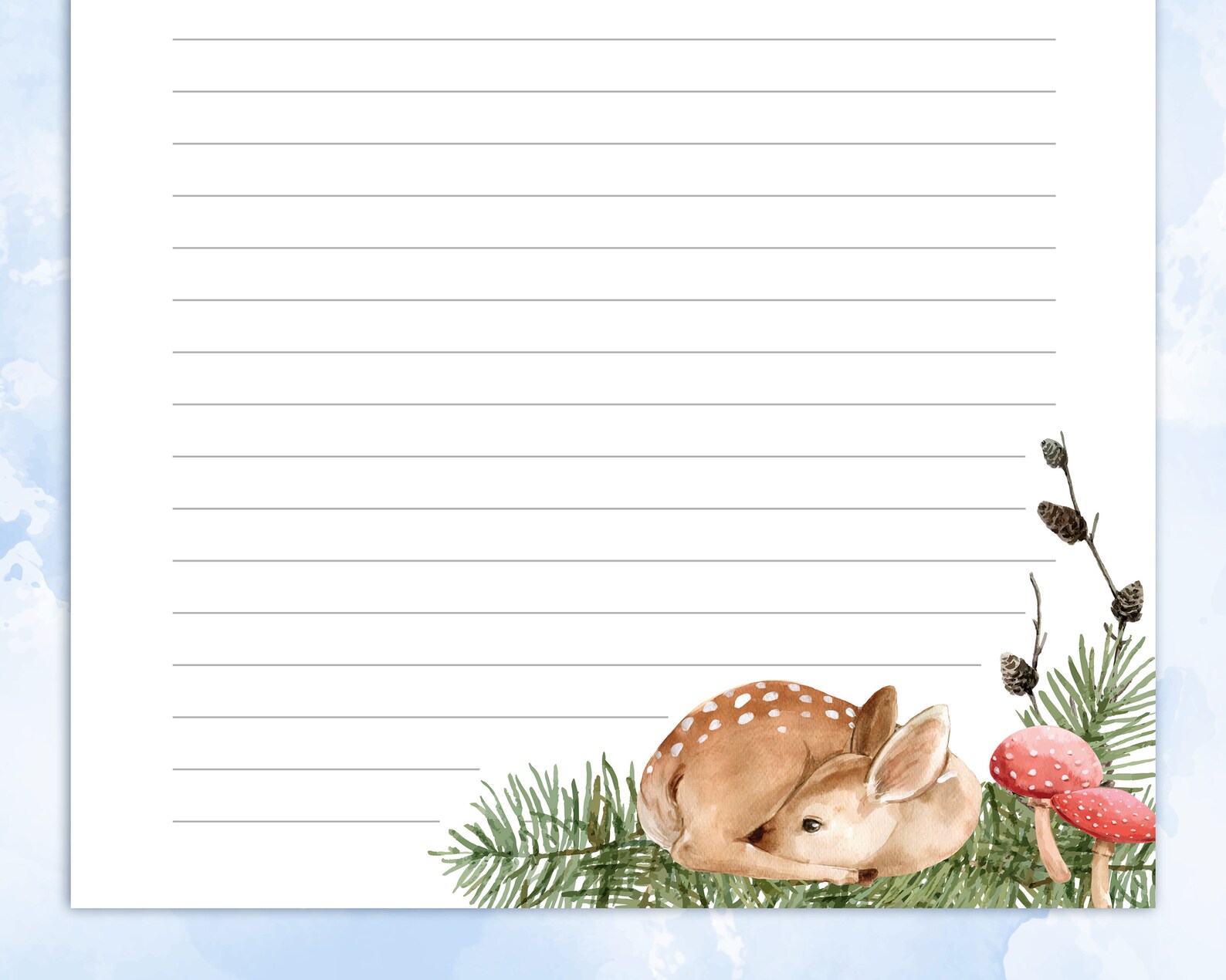 Autumn Printable Stationery, Printable Writing Paper With Gentle Autumn ...