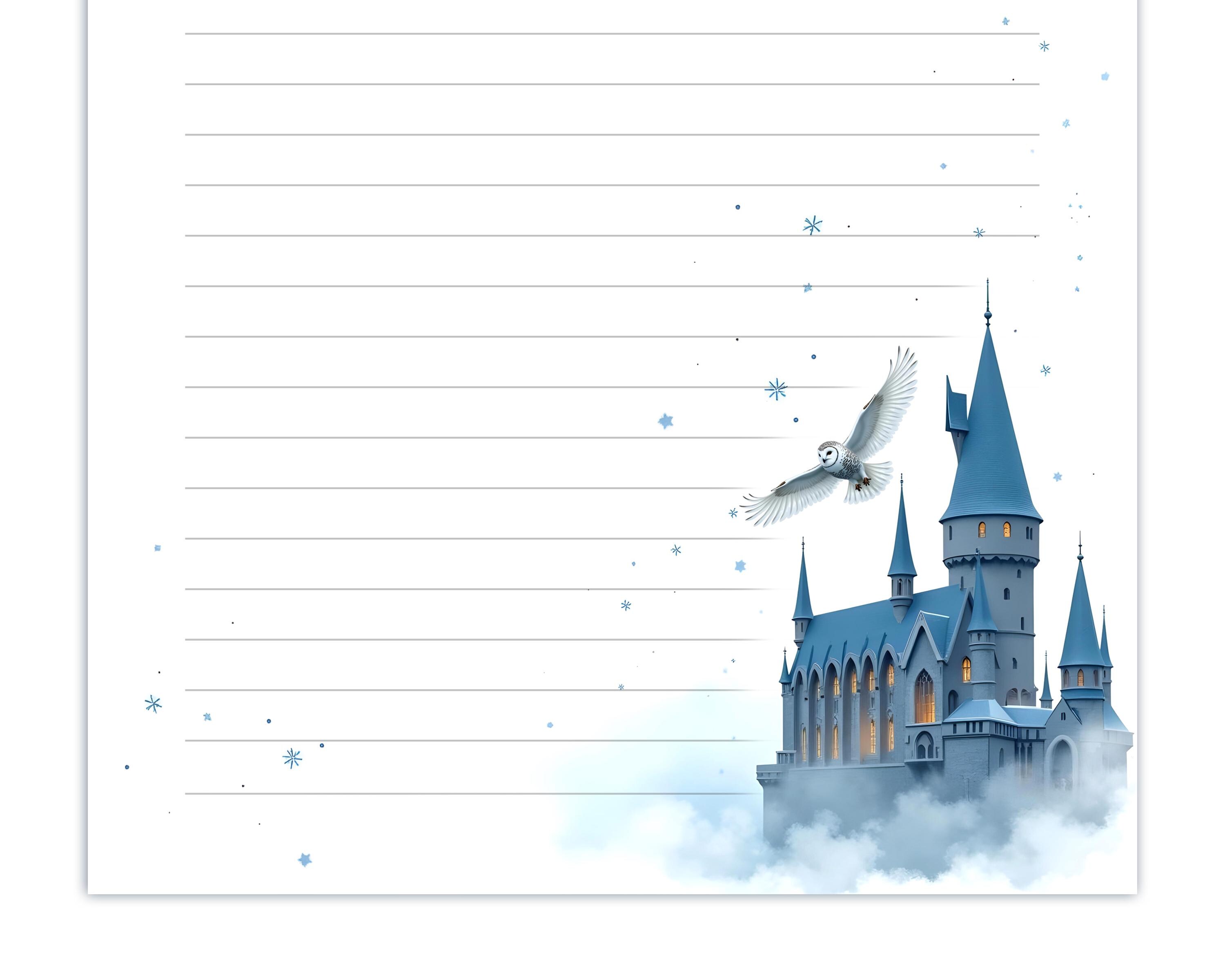 Winter Castle Printable Stationery: Lined Writing Paper With White Owl ...