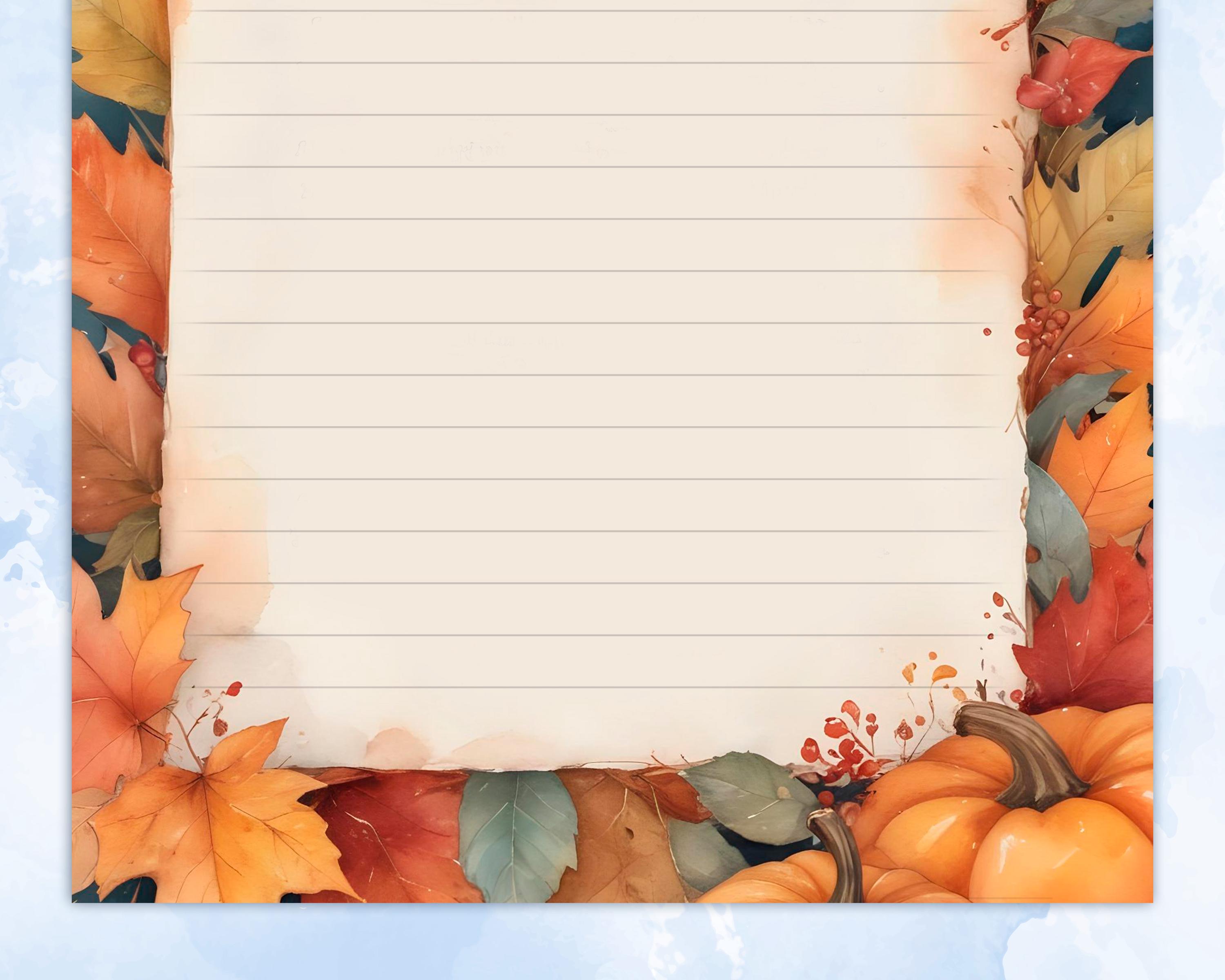 Fall Printable Stationery Paper: Lined Writing Paper, A4 & US Letter - Etsy
