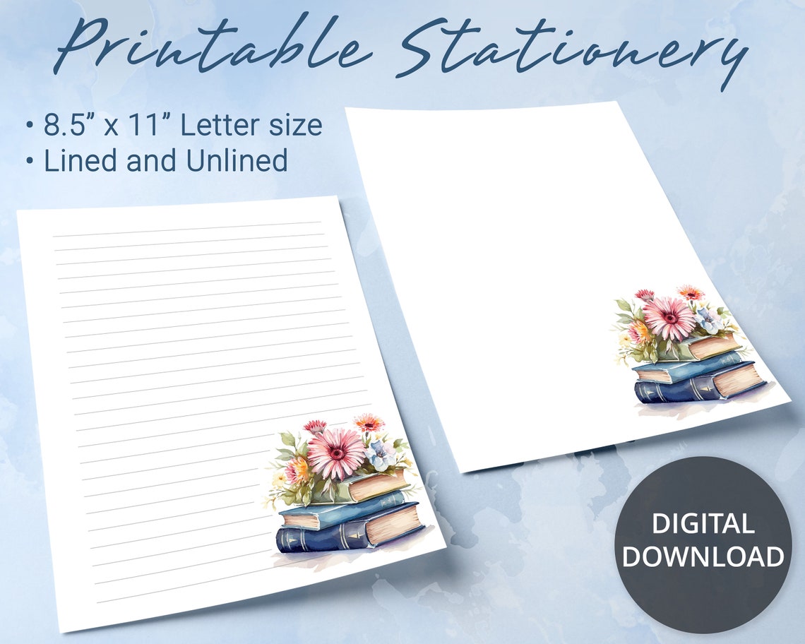 Printable Stationery Lined Paper Printable Writing Paper With - Etsy