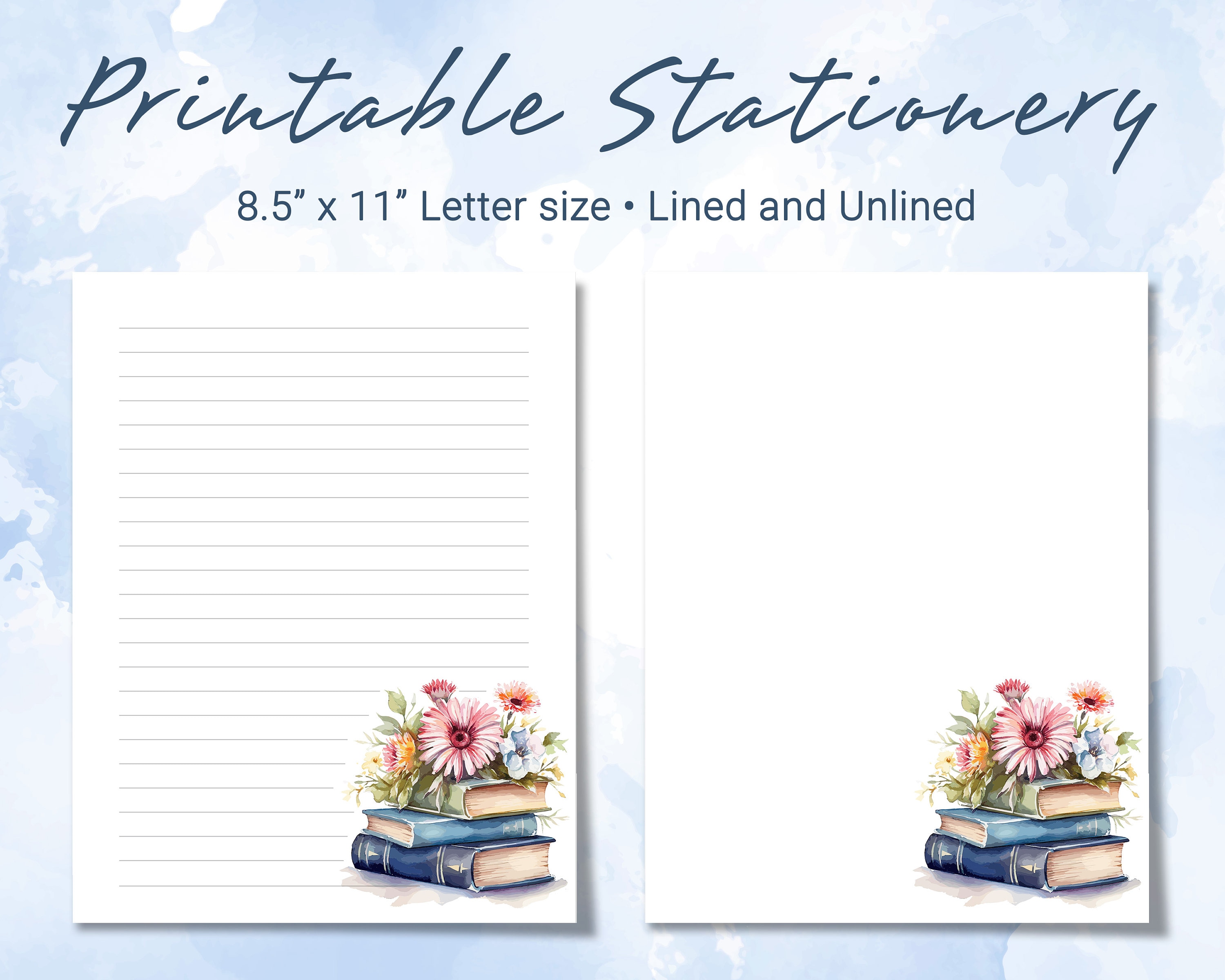 Printable Stationery Lined Paper Printable Writing Paper With - Etsy