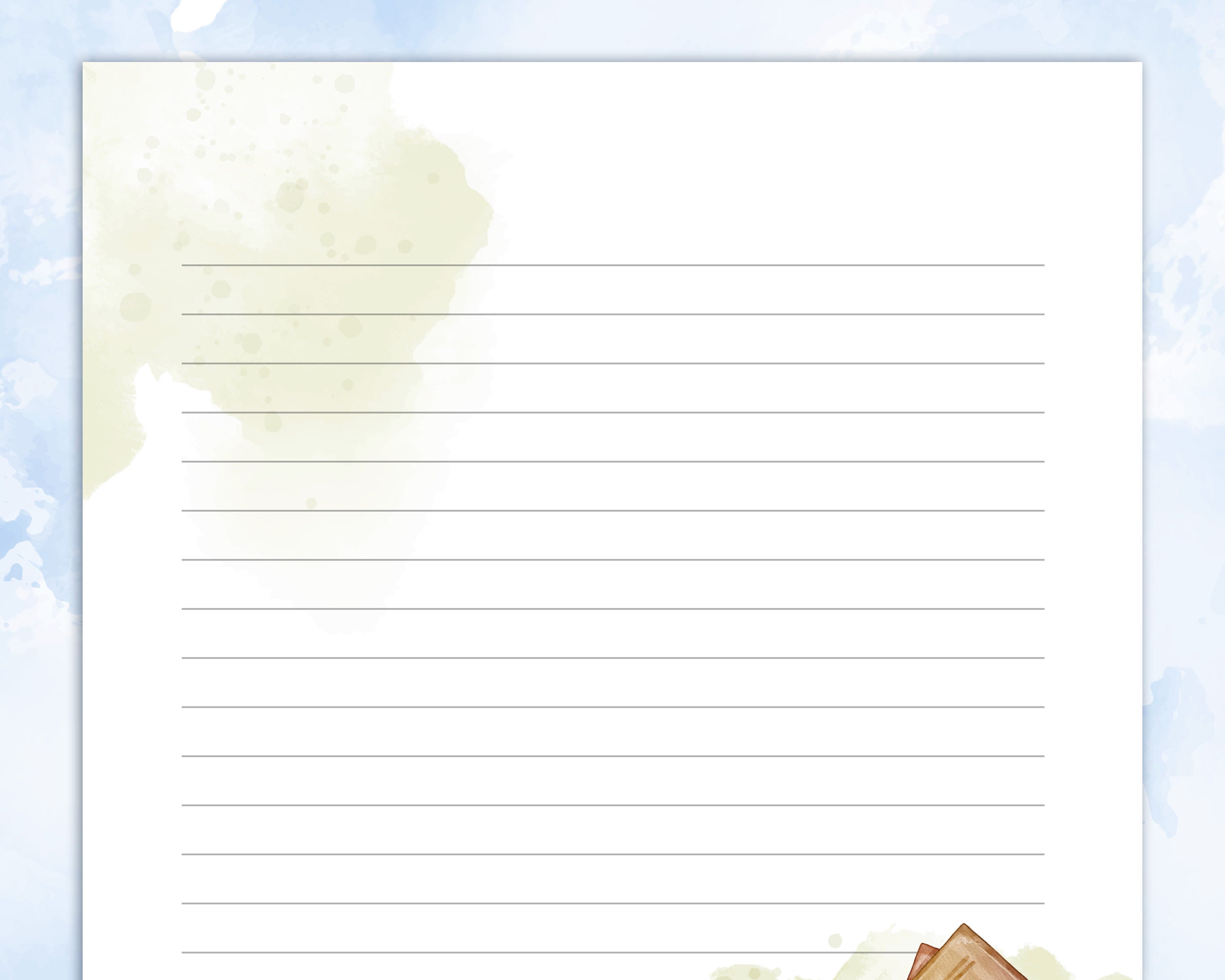 Printable Stationery Lined Paper, Printable Writing Paper, Watercolor ...