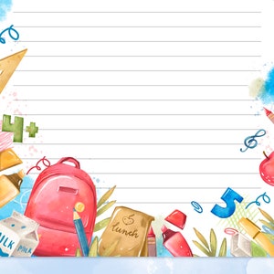 Back to School Printable Stationery, Printable Writing Paper With ...