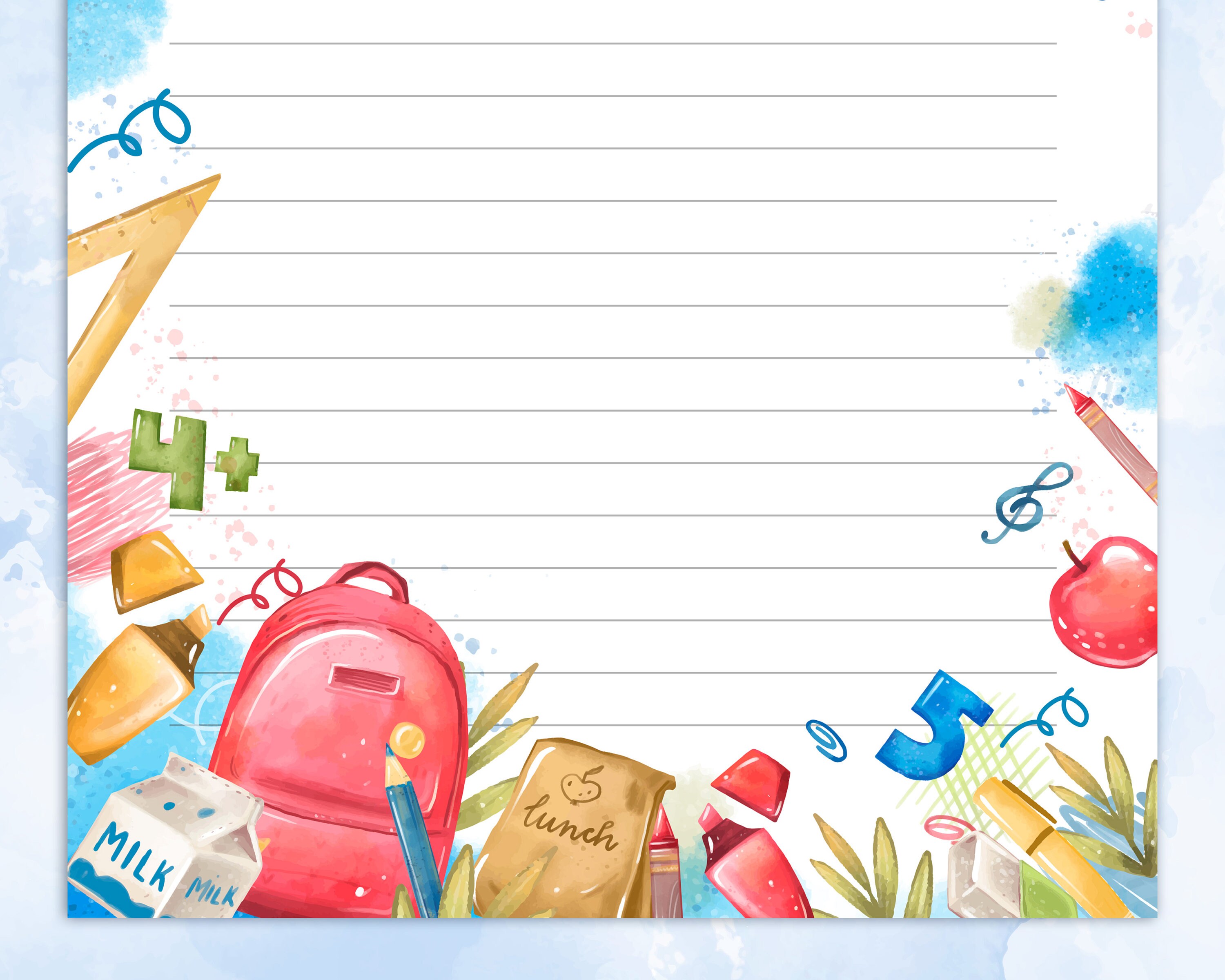 Back to School Printable Stationery, Printable Writing Paper With ...