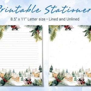 Winter Printable Stationery, Printable Writing Paper With a Christmas ...