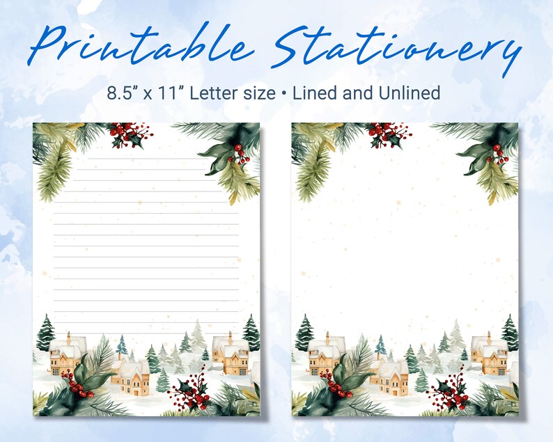Winter Printable Stationery, Printable Writing Paper With a Christmas ...