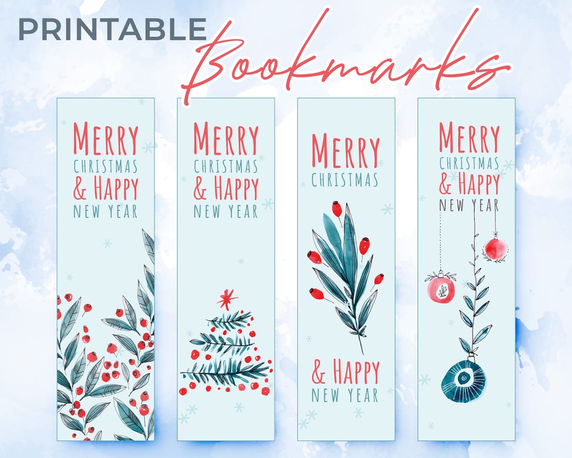 Printable Bookmarks Merry Christmas Bookmarks Printable - Etsy