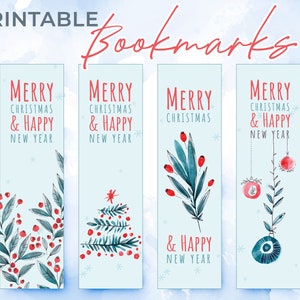 Printable Bookmarks, Merry Christmas Bookmarks, Printable Bookmarks Set ...