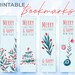 Printable Bookmarks, Merry Christmas Bookmarks, Printable Bookmarks Set ...