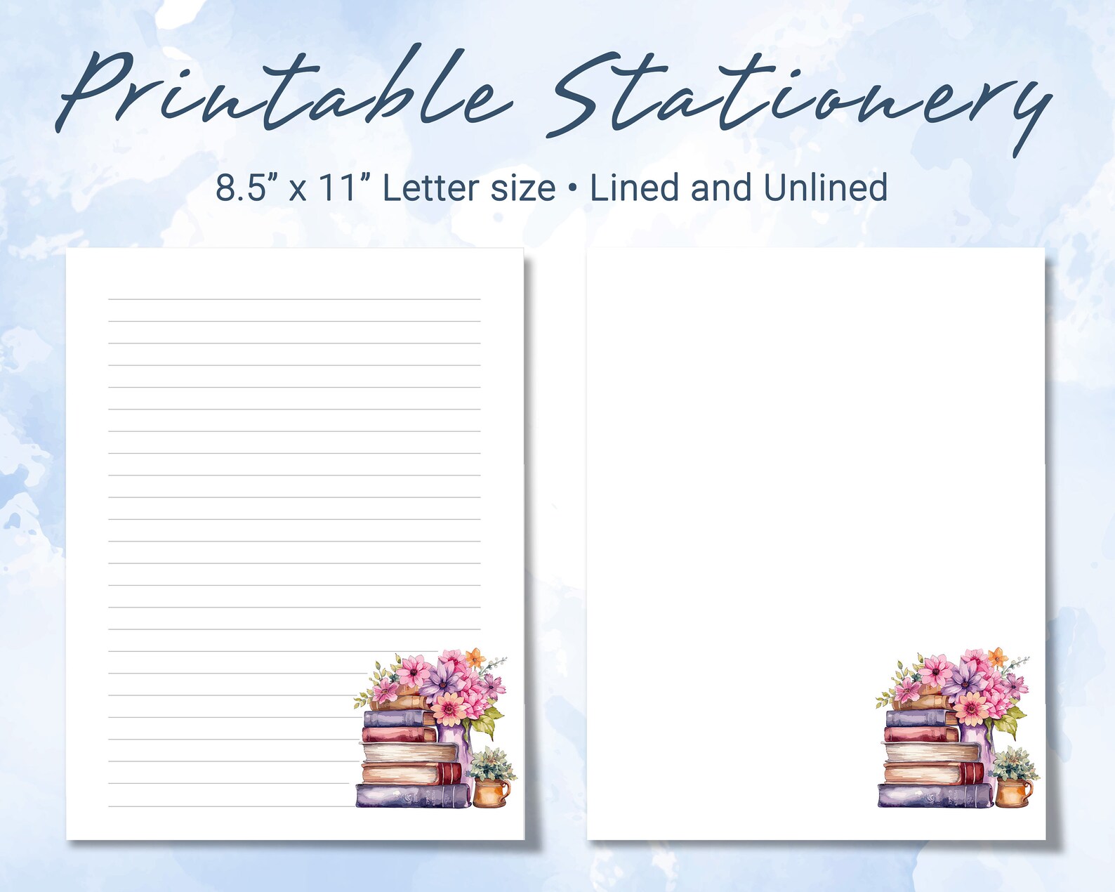 Printable Stationery Lined Paper, Printable Writing Paper With a Stack ...