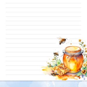 Printable Stationery Lined Paper, Letter Writing Paper With Bees and ...