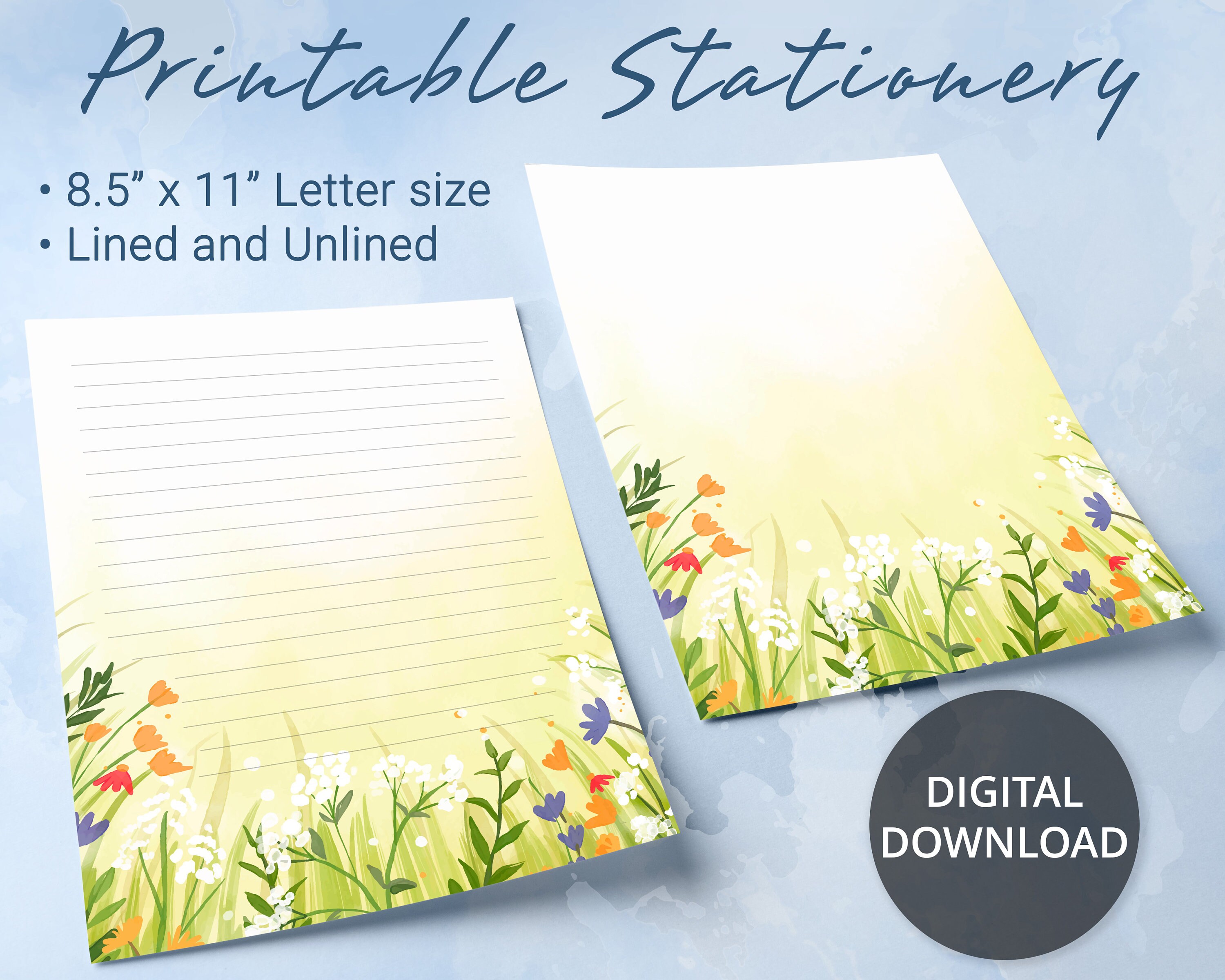 Floral Printable Stationery Printable Writing Paper With - Etsy