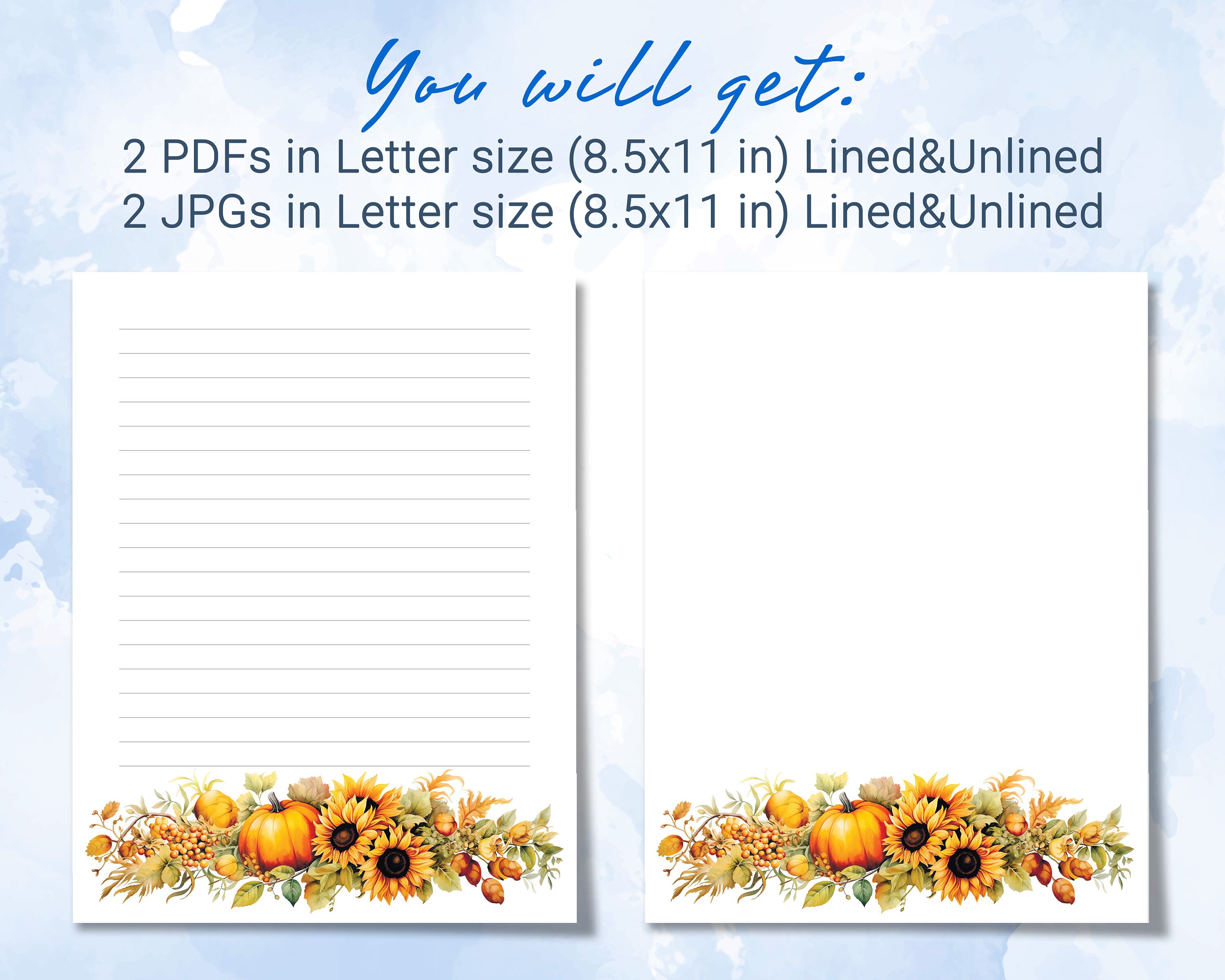 Autumn Printable Stationery, Printable Writing Paper With Pumpkins and ...