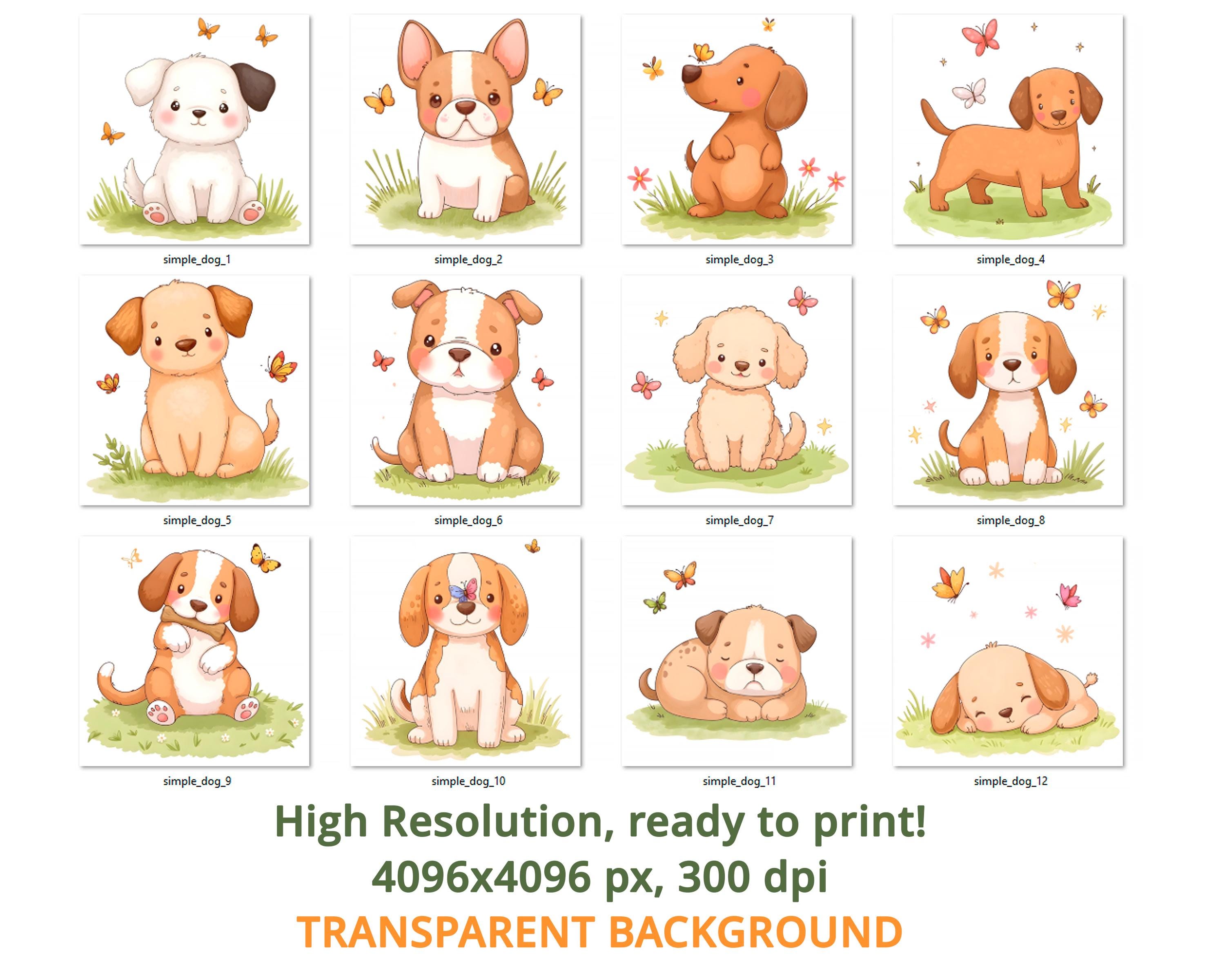 Cute Dogs Clipart - 20 PNG, Funny Dogs Clipart Bundle, Kawaii Dog ...