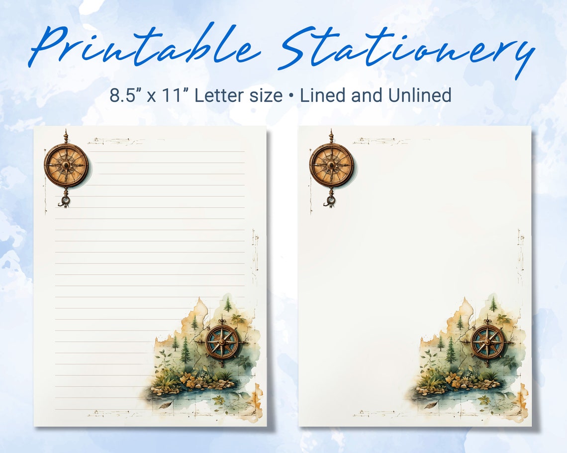 Printable Stationery Paper With Antique Map Printable Writing - Etsy