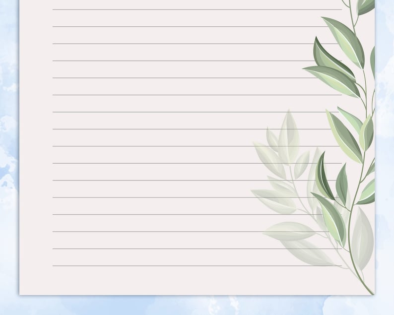 Leaves Printable Stationery, Printable Writing Paper With Green Leaves ...