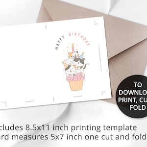 Printable Cat Birthday Card, Printable Birthday Card Funny, Digital ...