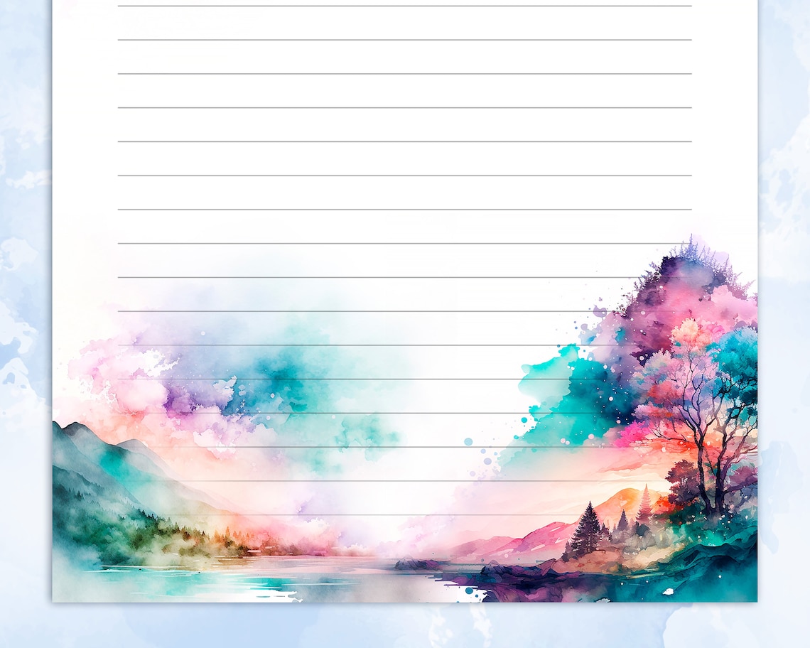 Printable Stationery Lined Paper With Magical Beautiful - Etsy