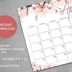 Editable April 2024 Calendar, Floral Printable Fillable Planner With ...