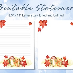 Autumn Printable Stationery Lined Paper With Autumn Leaves and ...