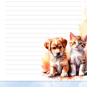 Printable Stationery Lined Paper, Printable Writing Paper With a Kitten ...