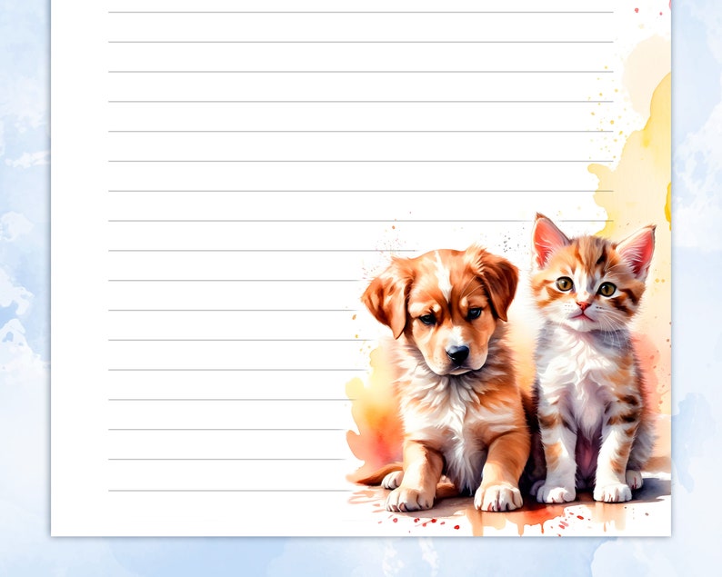 Printable Stationery Lined Paper, Printable Writing Paper With a Kitten ...