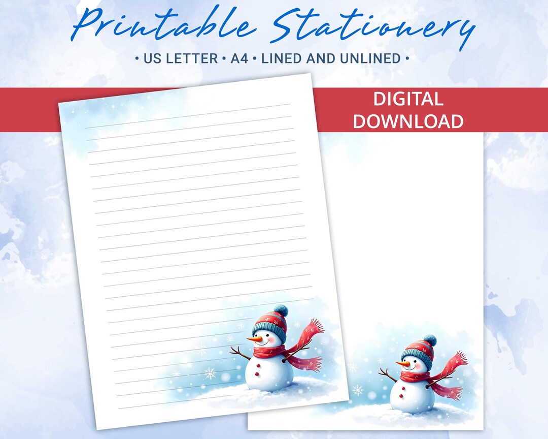 Printable Stationery Lined Paper, Letter Writing Paper With a Cute ...