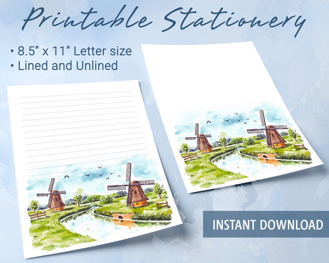 Printable Stationery of Nature Landscape, Printable Writing Paper With ...