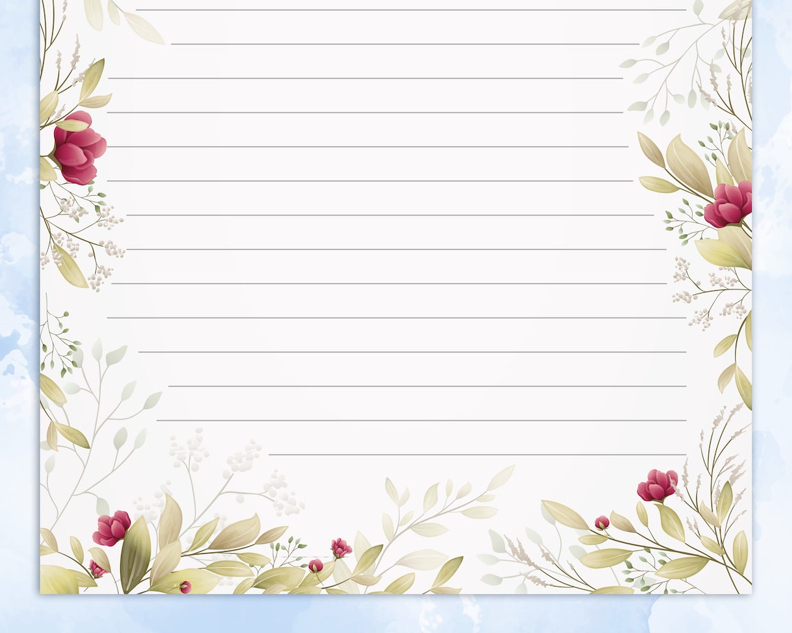 Floral Printable Stationery Printable Writing Paper With Cute - Etsy
