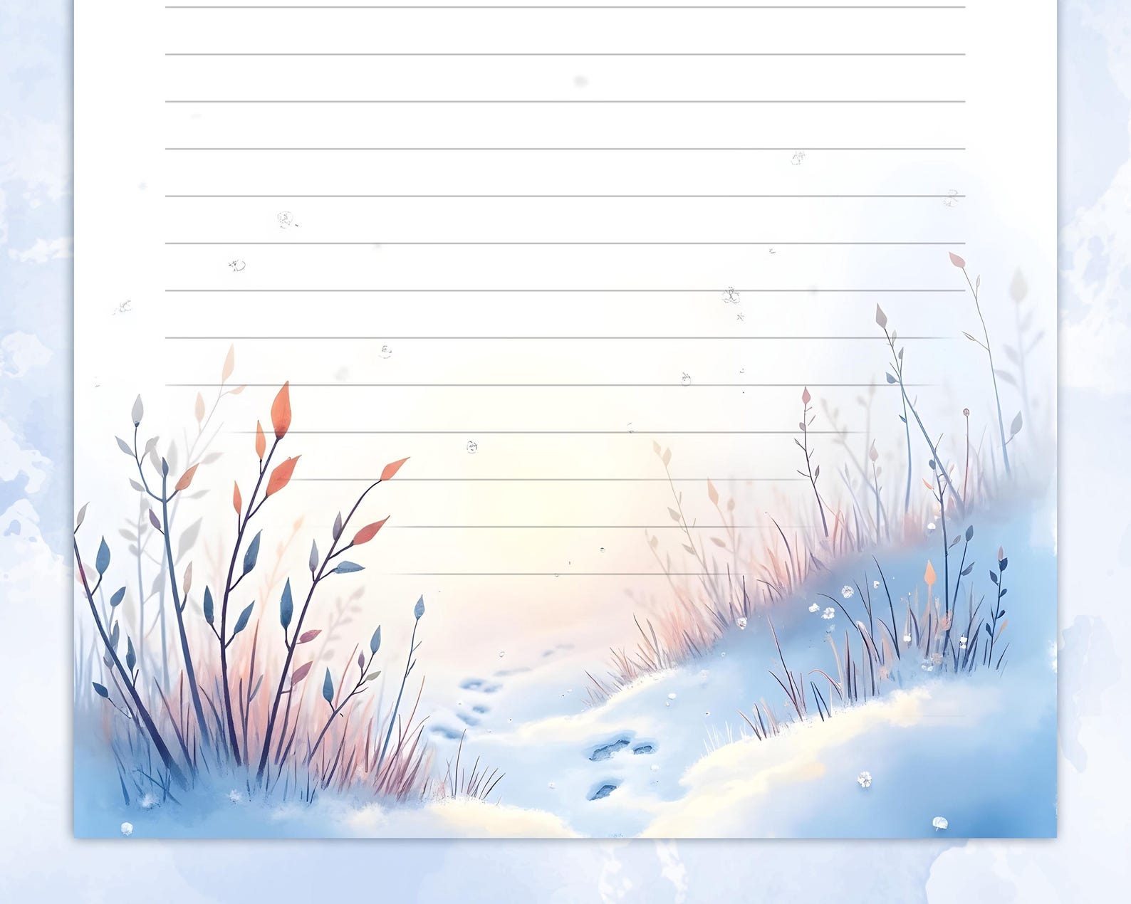 Winter Landscape Printable Stationery Paper: Lined Writing Paper - Etsy