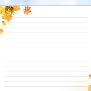 Autumn Printable Stationery, Printable Writing Paper With Cute Cat in ...