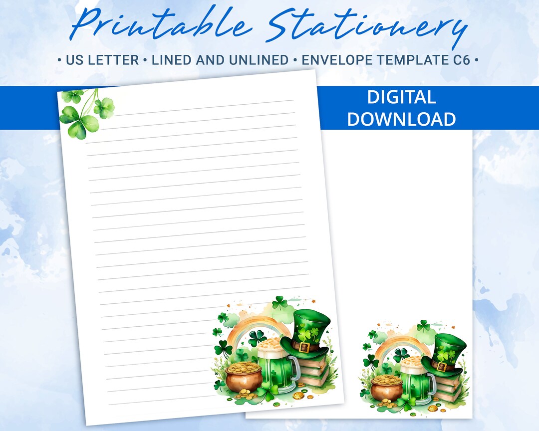 Printable Stationery Paper With St. Patrick's Day, Printable Writing ...