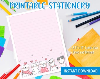 Kawaii Stationery Printable for Kids, Printable Letter Writing With ...