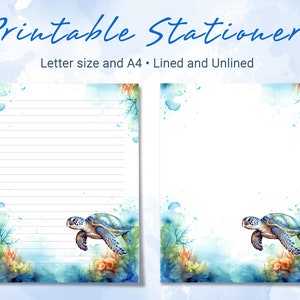 Printable Stationery Paper, Printable Writing Paper With a Turtle ...