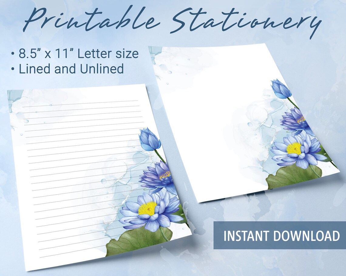 Floral Printable Stationery, Printable Writing Paper With Watercolor ...