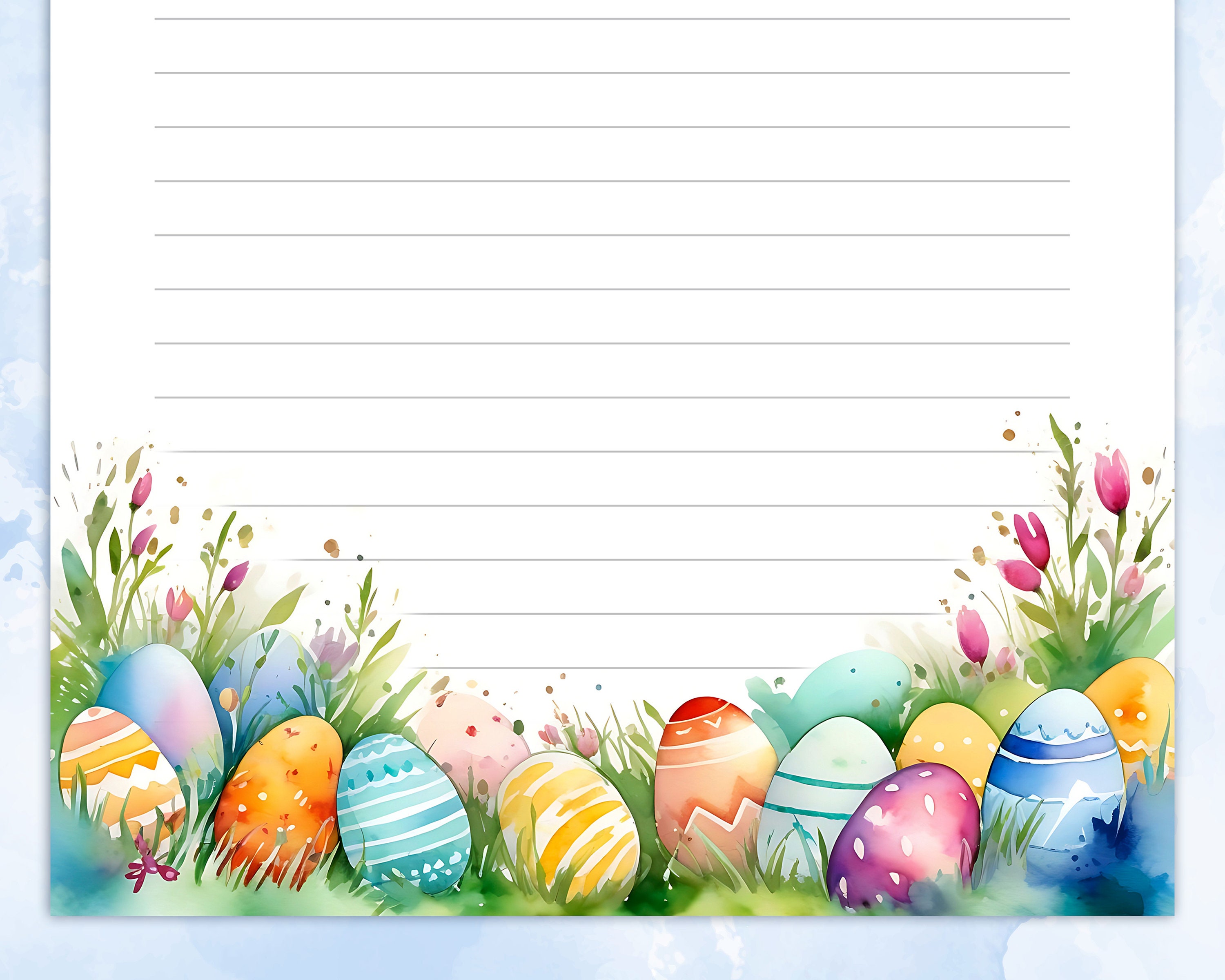 Printable Stationery Paper With an Easter Background, Happy Easter ...