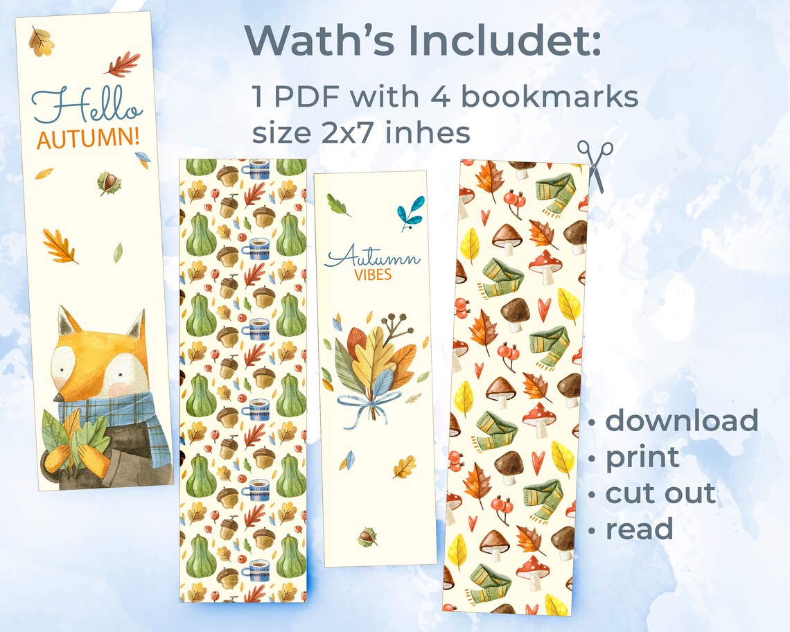 Printable Bookmarks Hello Autumn Bookmarks Printable - Etsy