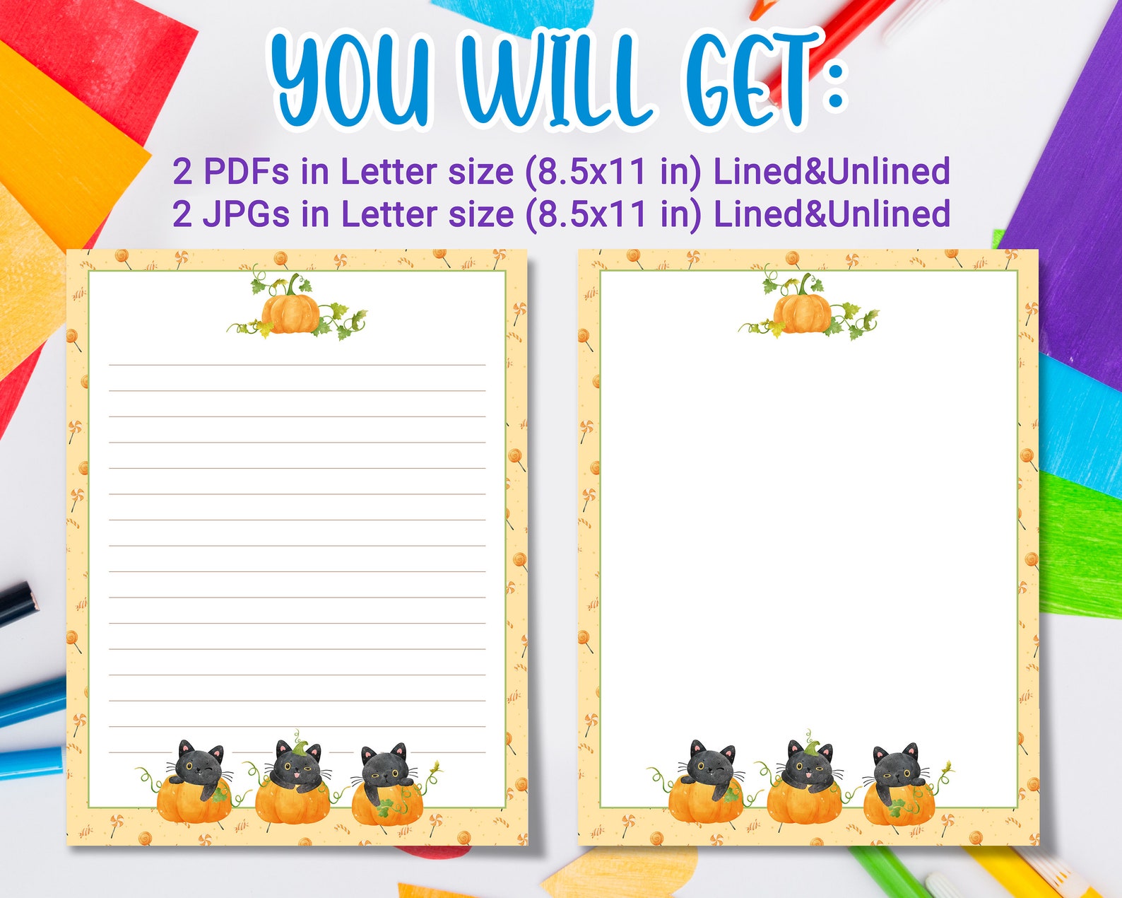 Cute Halloween Stationery Printable for Kids, Printable Letter Writing ...