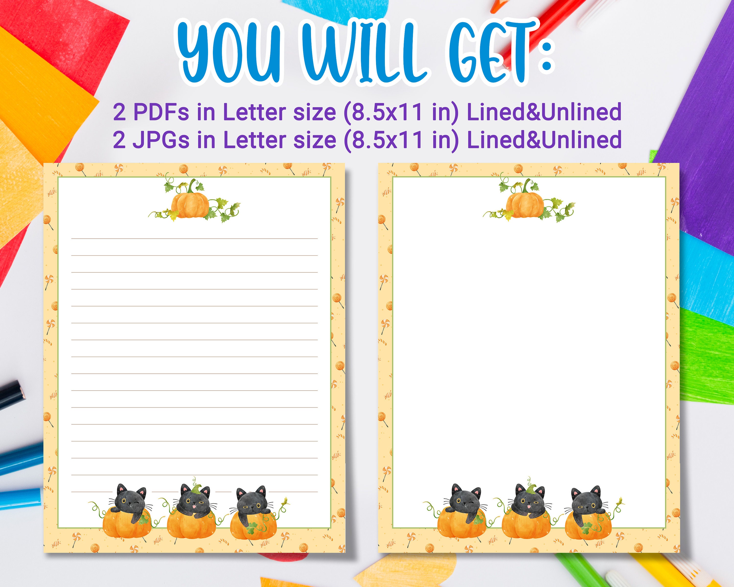 Cute Halloween Stationery Printable for Kids, Printable Letter Writing ...